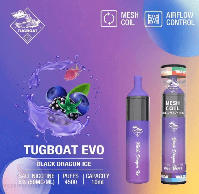 Black Dragon Ice by Tugboat Evo 4500 - Vape Monkey DubaiUAE's Best