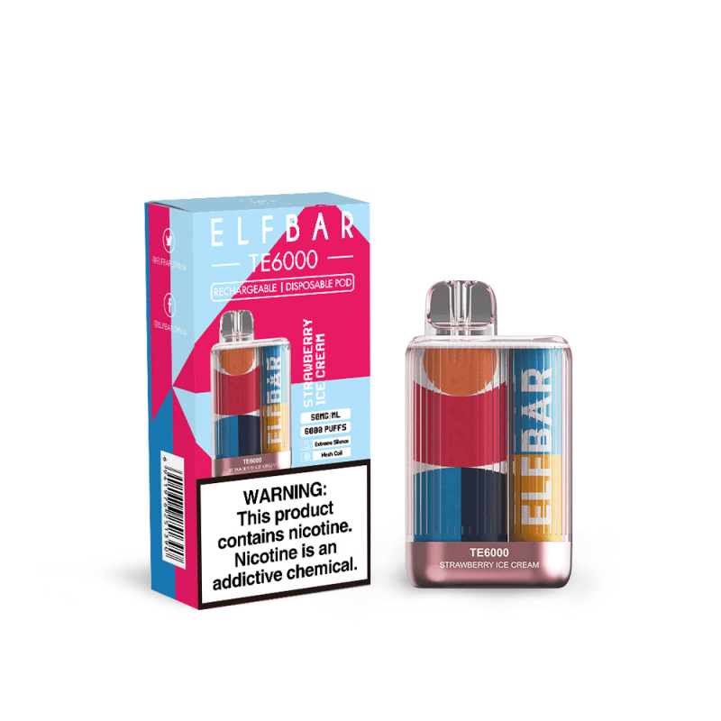 Elf Bar TE 6000 Strawberry Ice Cream - Vape Monkey Dubai